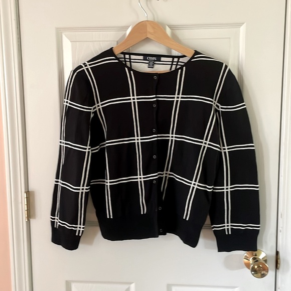 Chaps | Sweaters | Chaps Black White Cardigan | Poshmark